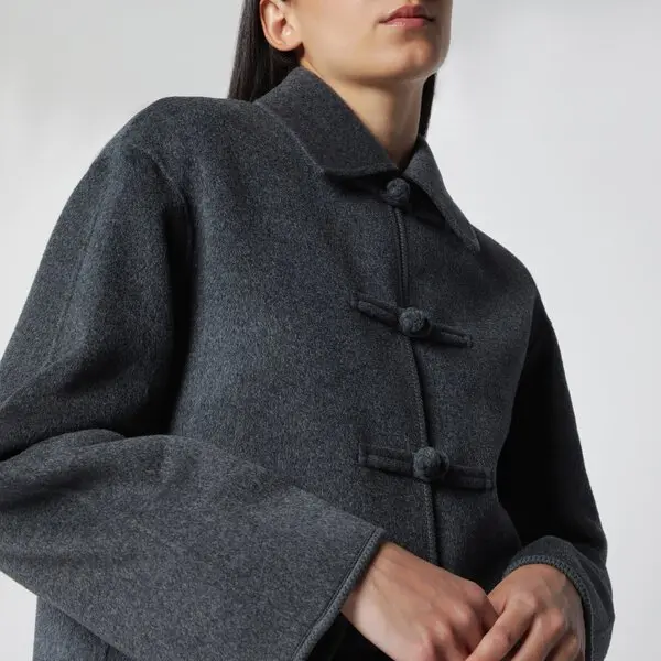 RÓHE Dark Mélange Double-faced Wool Jacket With Pankou Closure