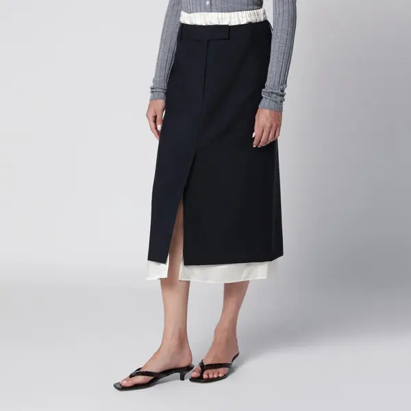 RÓHE Navy Skirt With Boxer Detail - Blue
