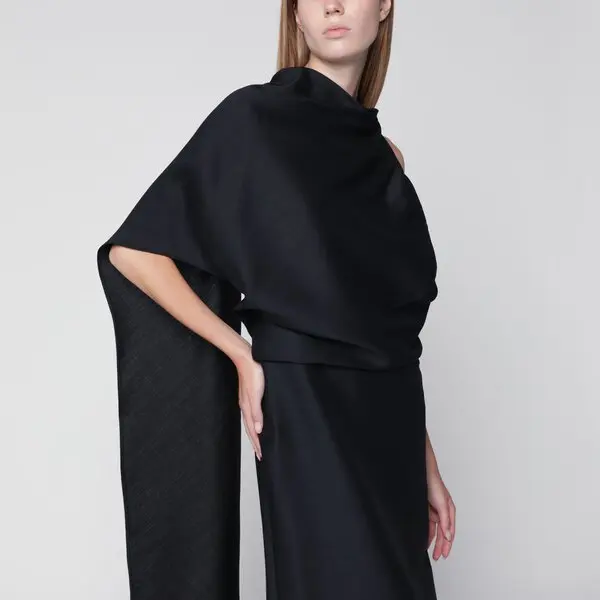 RÓHE Midnight Blue One-shoulder Midi Dress