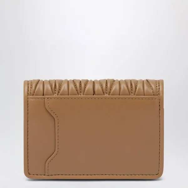 Miu Miu Caramel Card Holder In Matelassé Nappa Leather - Brown