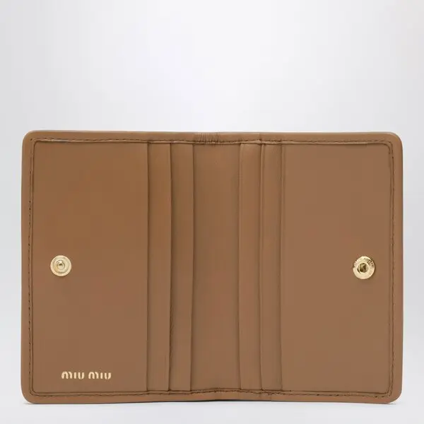 Miu Miu Caramel Card Holder In Matelassé Nappa Leather - Brown