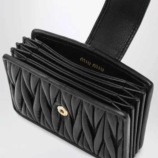Miu Miu Card Holder In Matelassé Nappa Leather - Black