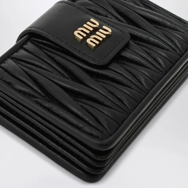 Miu Miu Card Holder In Matelassé Nappa Leather - Black