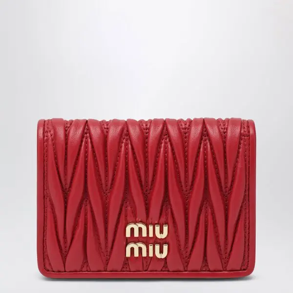 Miu Miu Card Holder In Matelassé Nappa Leather - Red