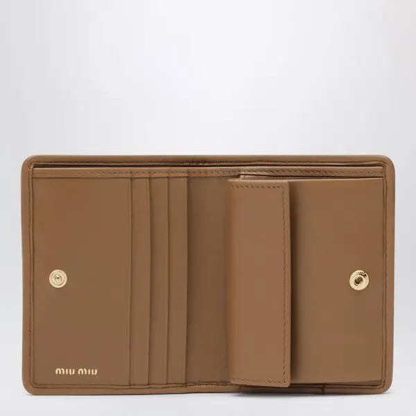 Miu Miu Caramel Wallet In Matelassé Nappa Leather - Beige