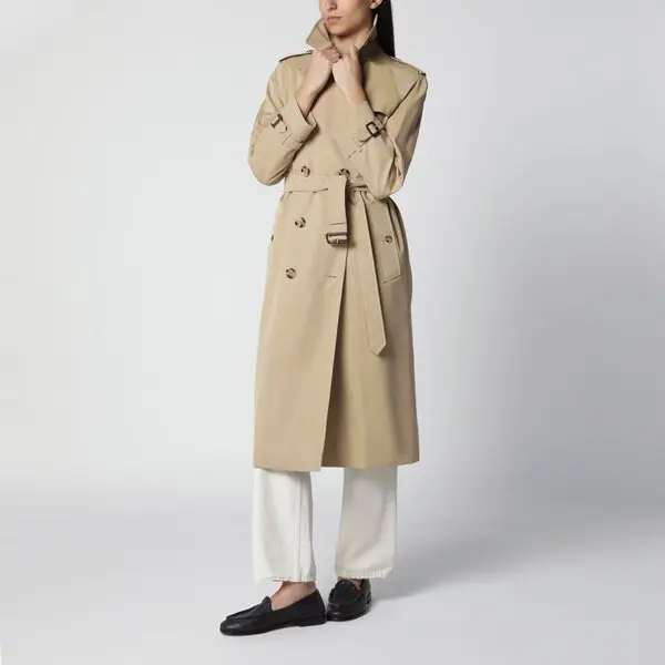 Burberry Long Cotton Gabardine Waterloo Trench Coat