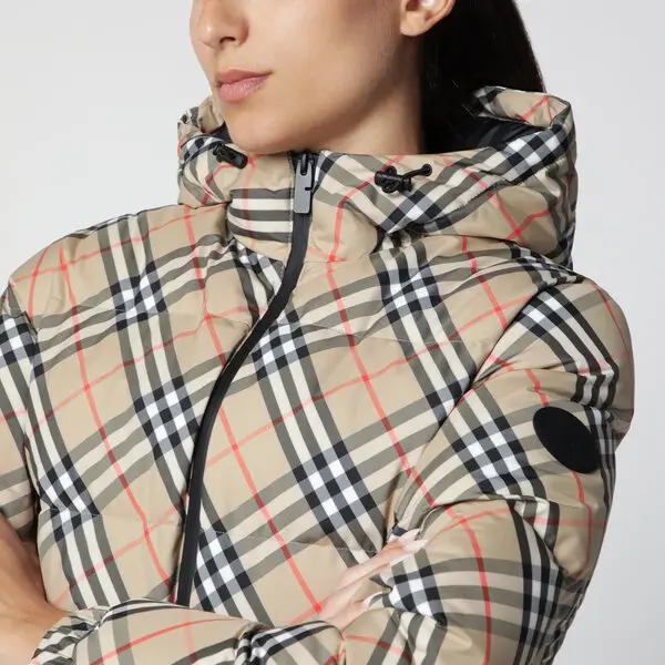 Burberry Hooded Check Nylon Puffer Jacket