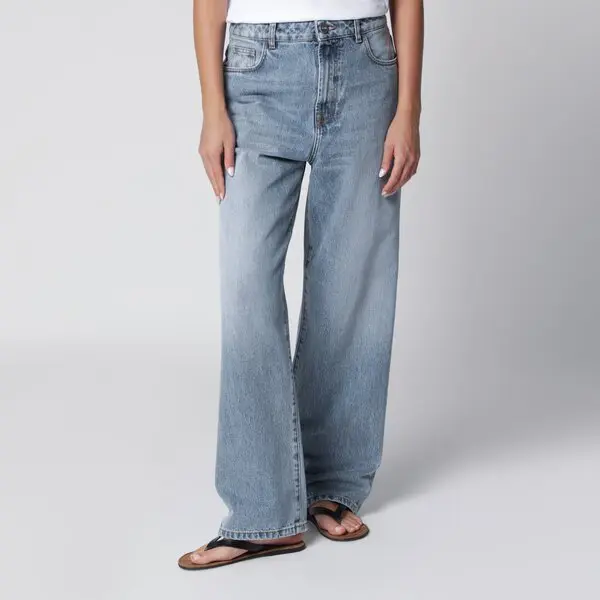RÓHE Blue Washed-effect Bruun Wide-leg Jeans - Light Blue