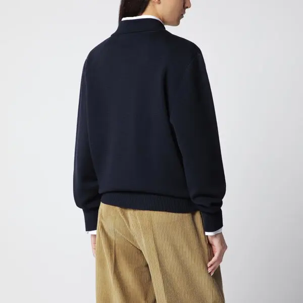 RÓHE Navy Merino Wool Polo Shirt - Blue