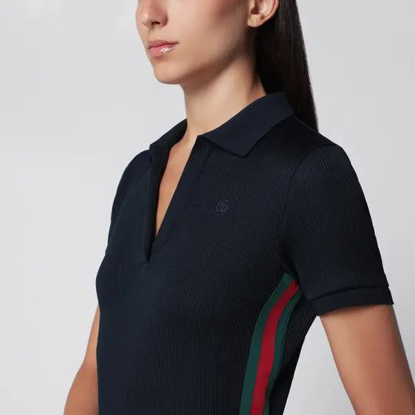 Gucci Ribbed Cotton Jersey Dress With Web Detail