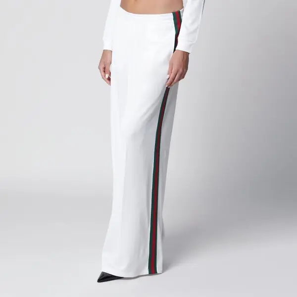 Gucci Cotton Jersey Leisure Trousers With Web Stripe - White