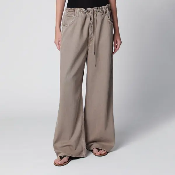 AGOLDE Shaw Flyweight Drawstring Wide-leg Jeans In Brown - Beige
