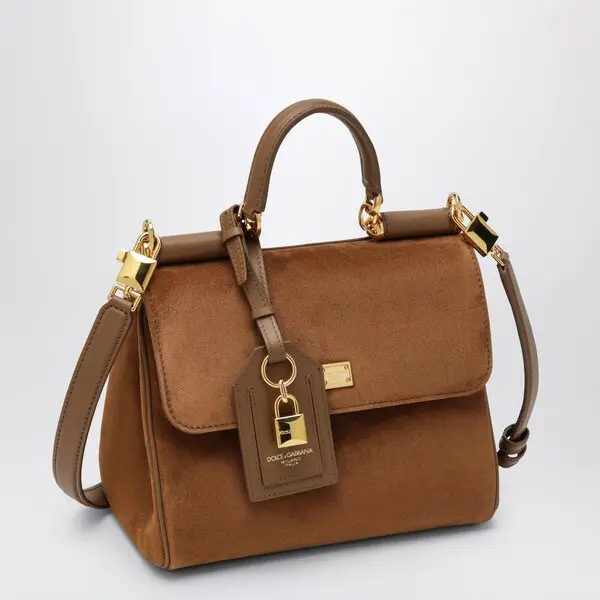 Dolce & Gabbana Small My Sicily Bag In Camel Split Leather - Brown