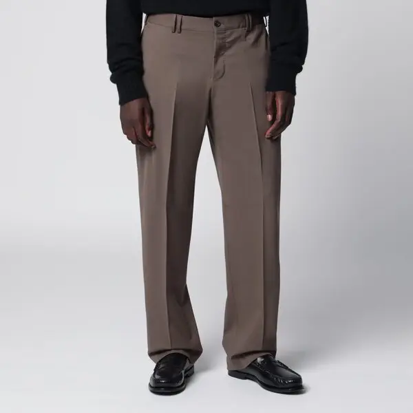 PT TORINO Taupe Wool-blend Trousers - Grey