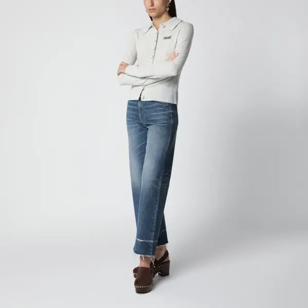 Chloé Slim-fit Logo Wool Cardigan - Grey