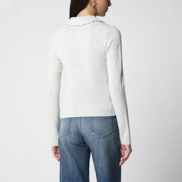 Chloé Slim-fit Logo Wool Cardigan - Grey