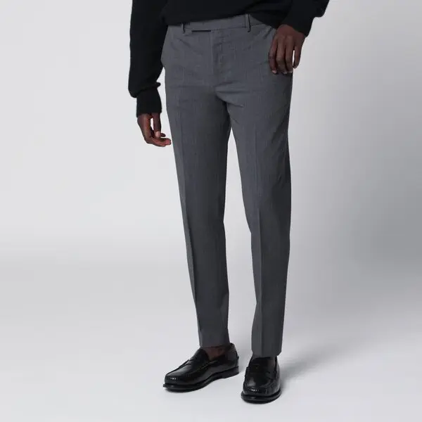 PT TORINO Dieci Trousers In Anthracite Wool Blend - Grey