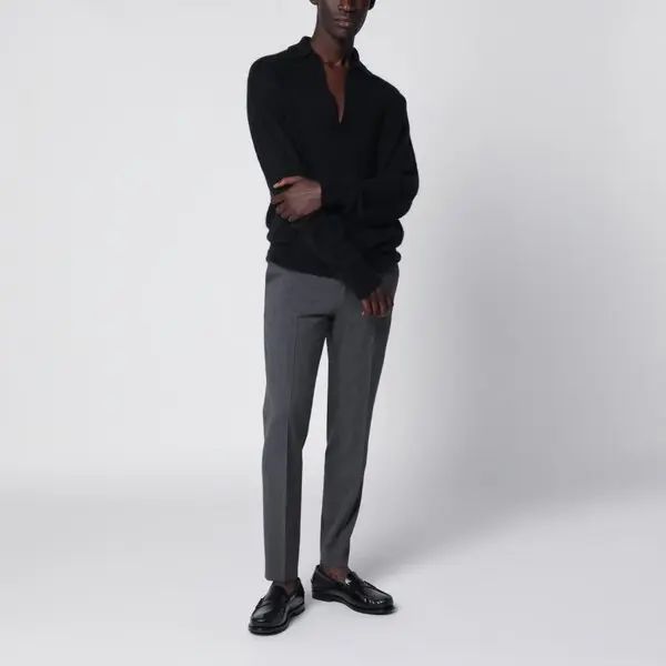 PT TORINO Anthracite Wool Blend Trousers - Grey