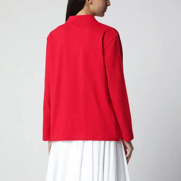 FLORE FLORE Diana Organic Cotton Ribbed Polo Shirt - Red