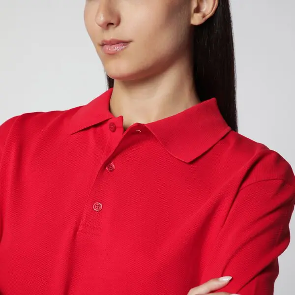 FLORE FLORE Diana Organic Cotton Ribbed Polo Shirt - Red
