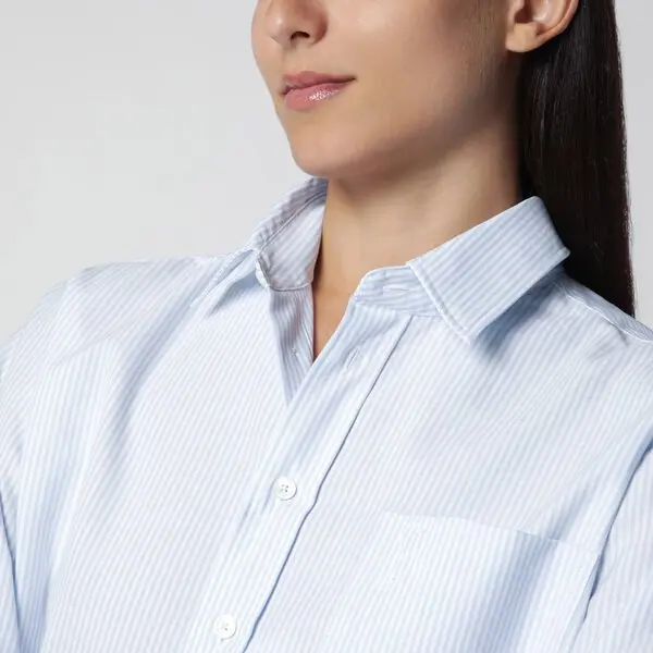 AMI Paris Cropped Striped Shirt