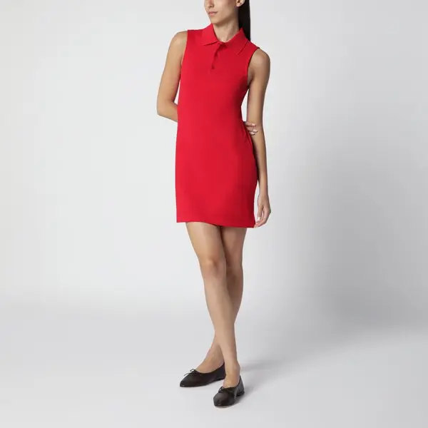 FLORE FLORE Lauren Sleeveless Organic Cotton Polo Dress In Apple - Red