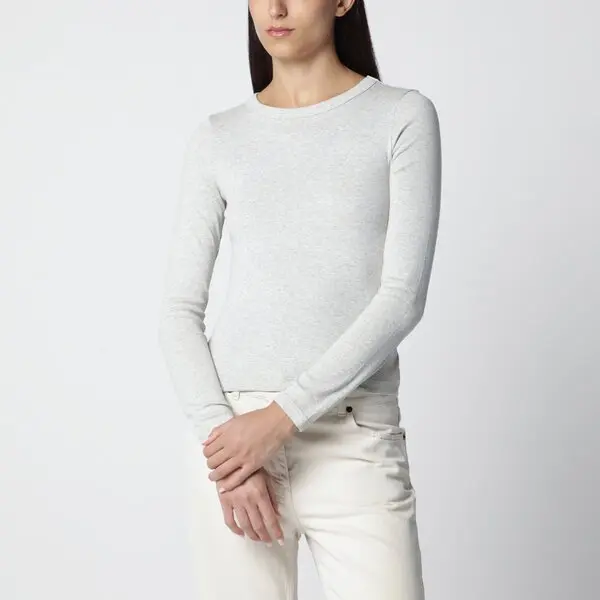 FLORE FLORE Mélange Organic Cotton Long-sleeve T-shirt - Grey