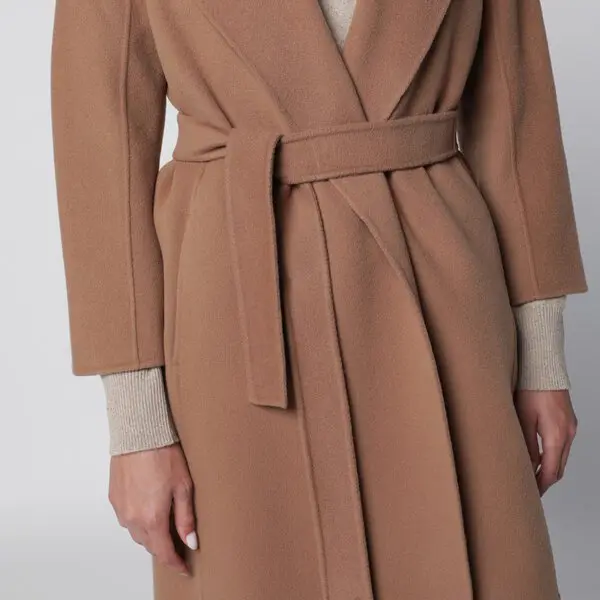 Max Mara Camel Double Wool Wrap Coat - Brown