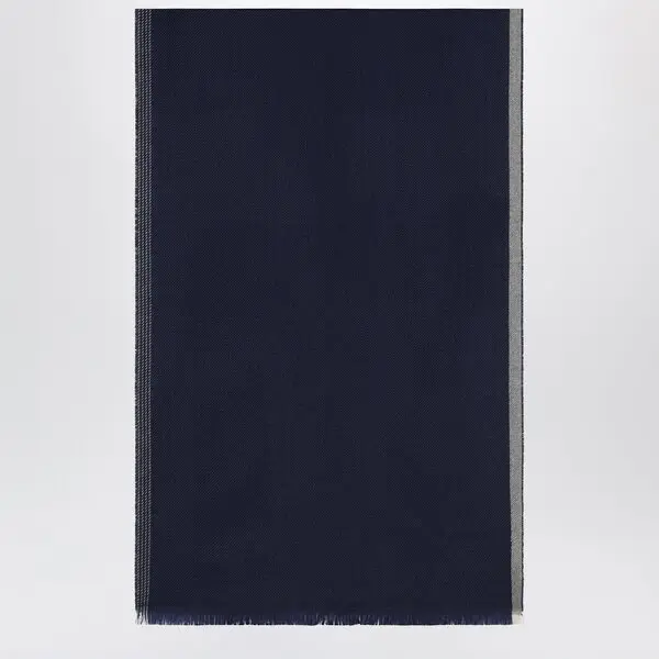 Brunello Cucinelli Blue/brown/grey Wool And Cashmere Scarf