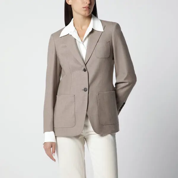 Max Mara Single-breasted Cashmere Foulard Blazer - Brown
