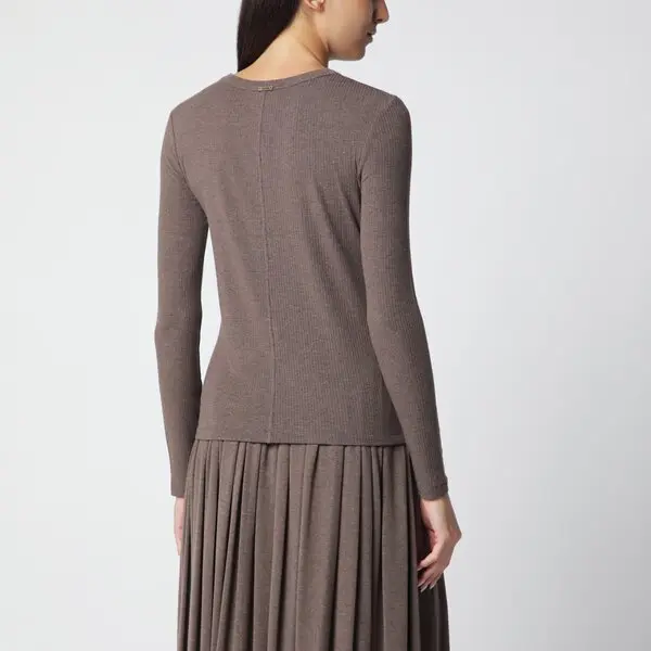 Max Mara Long-sleeve T-shirt In Dark Khaki Jersey - Brown