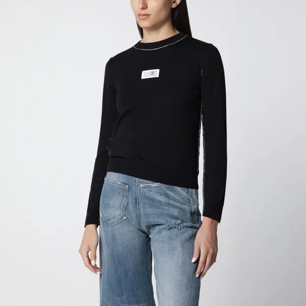 MAISON MARGIELA Wool-blend Crewneck Sweater With Contrast Trim - Black