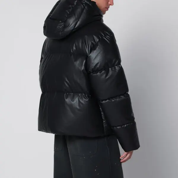 MAISON MARGIELA Hooded Down Jacket In Glossy Leather