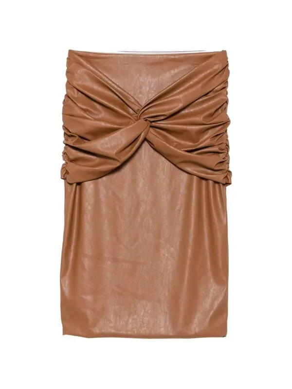 Elisabetta Franchi Faux-leather Midi Skirt - Brown