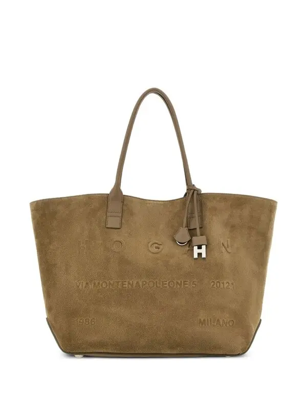 Hogan Address Medium Leather Tote Bag - Brown