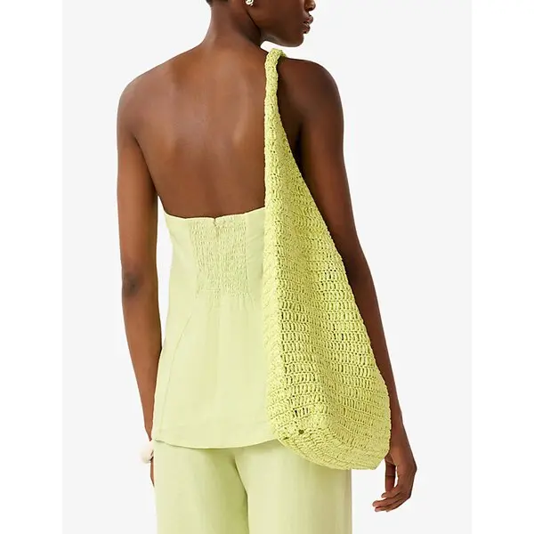 OMNES Palm Strapless Linen-blend Top