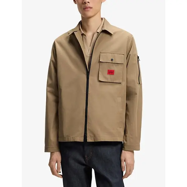 Hugo Emmond Logo-patch Cotton Overshirt