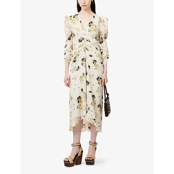 Isabel Marant Étoile Albini Floral-print Silk-blend Midi Dress - Ecru