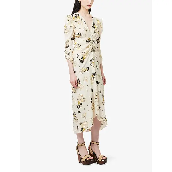 Isabel Marant Étoile Albini Floral-print Silk-blend Midi Dress - Ecru