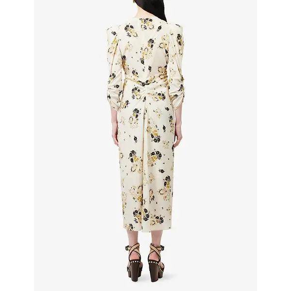 Isabel Marant Étoile Albini Floral-print Silk-blend Midi Dress - Ecru