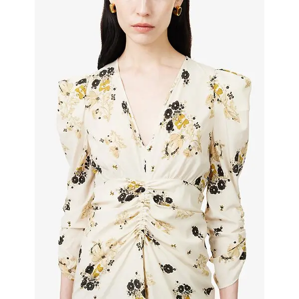 Isabel Marant Étoile Albini Floral-print Silk-blend Midi Dress - Ecru