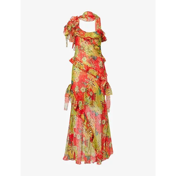 SIEDRES Monica Ruffled Chiffon Maxi Dress - Multi