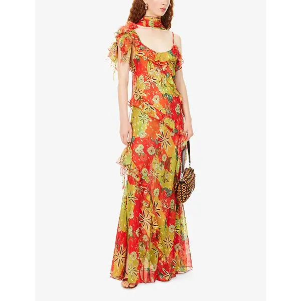 SIEDRES Monica Ruffled Chiffon Maxi Dress - Multi