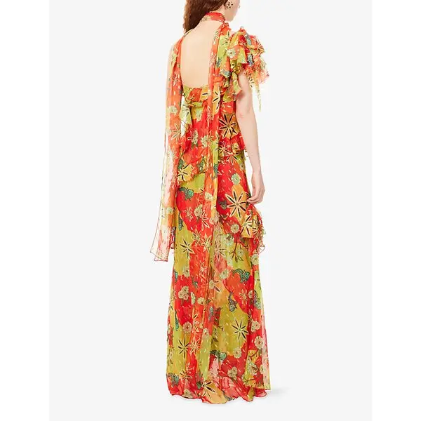 SIEDRES Monica Ruffled Chiffon Maxi Dress - Multi