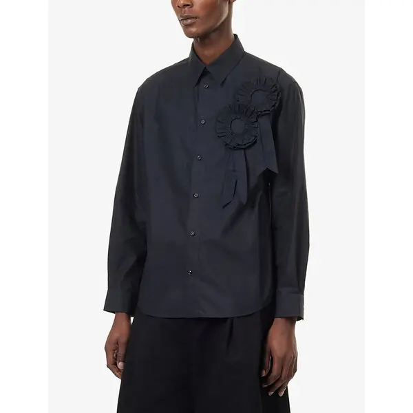 Simone Rocha Ruffle Rosette Cotton Shirt