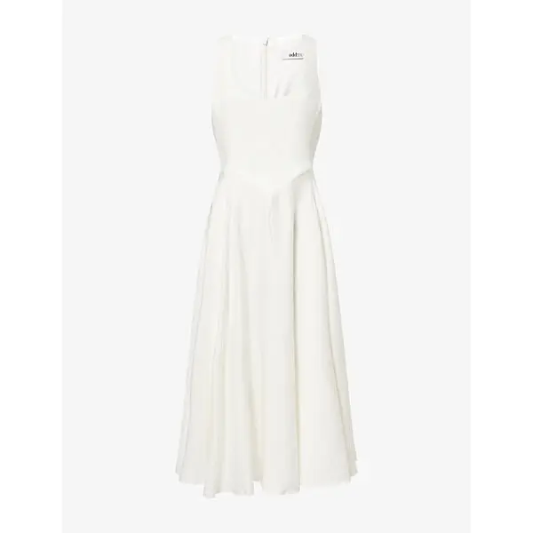 Oddmuse Scoop Neck Cinched Waist Woven Midi Dress