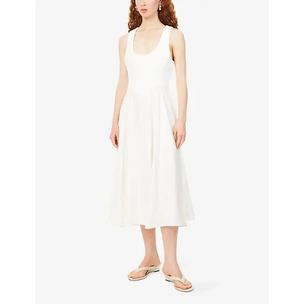 Oddmuse Scoop Neck Cinched Waist Woven Midi Dress