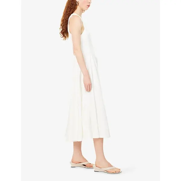 Oddmuse Scoop Neck Cinched Waist Woven Midi Dress