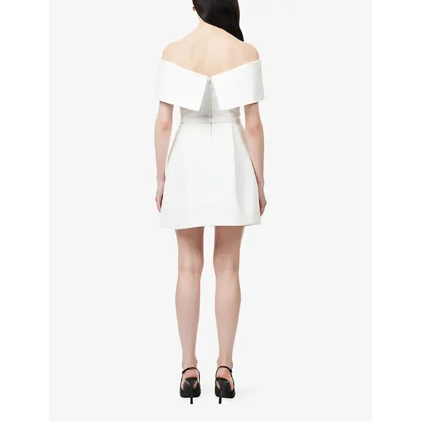 NADINE MERABI Harper Off-shoulder Woven Mini Dress
