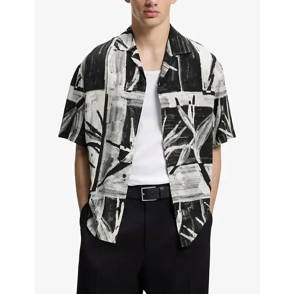 Hugo Oversized Abstract-print Woven Shirt